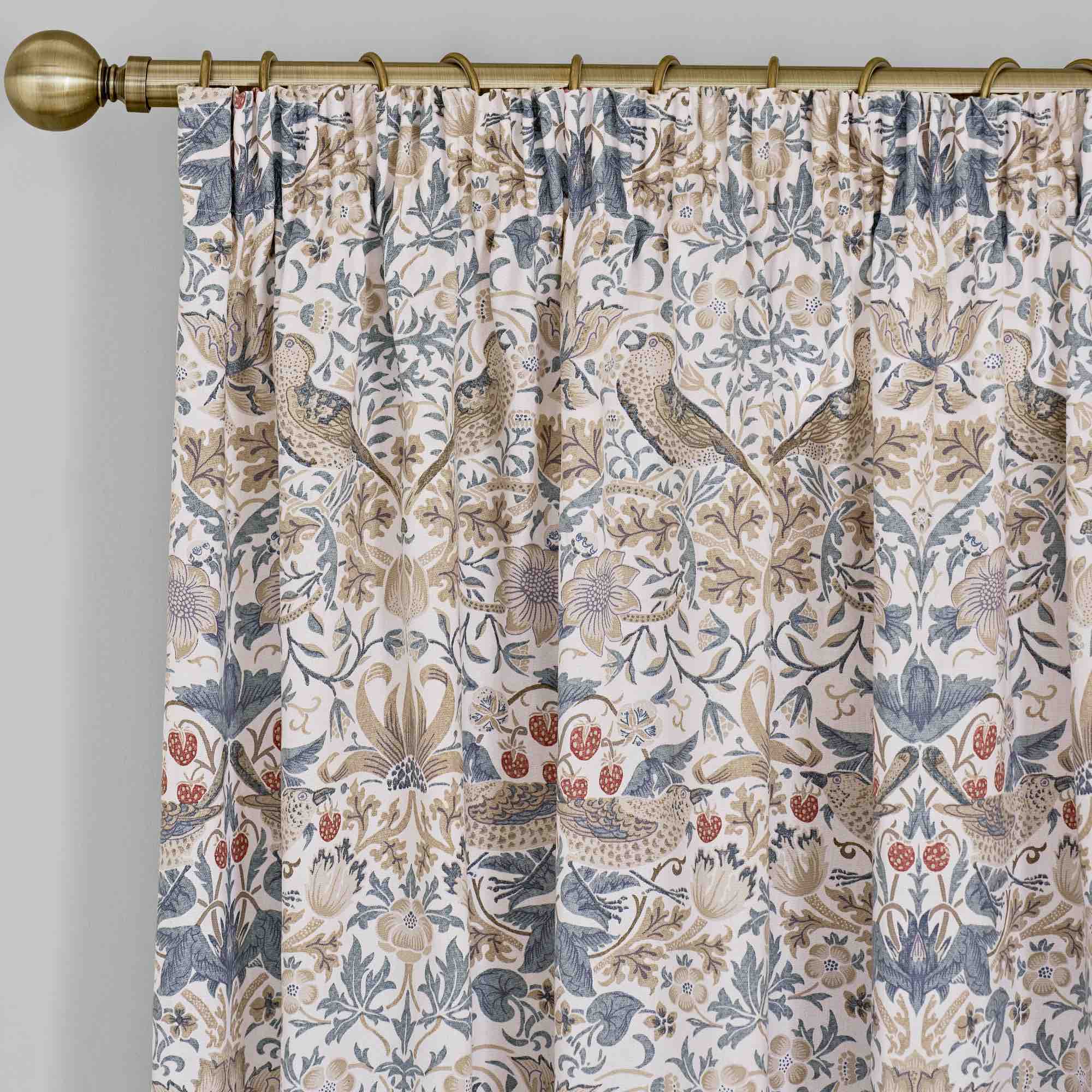 William Morris Strawberry Thief Pencil Pleat Curtains - Hessian ...